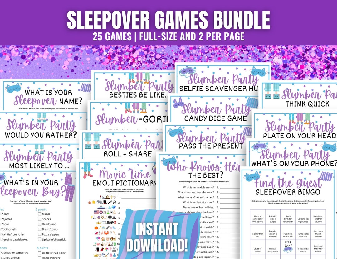 Slumber Party 25-game MEGA BUNDLE, Fun Sleepover Games for Tweens ...