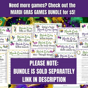 Mardi Gras Think Fast Game: Printable Party Fun (digital Download) - Etsy
