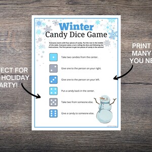 Winter Candy Dice Game: Holiday Party Activity for Kids (PDF) - Etsy