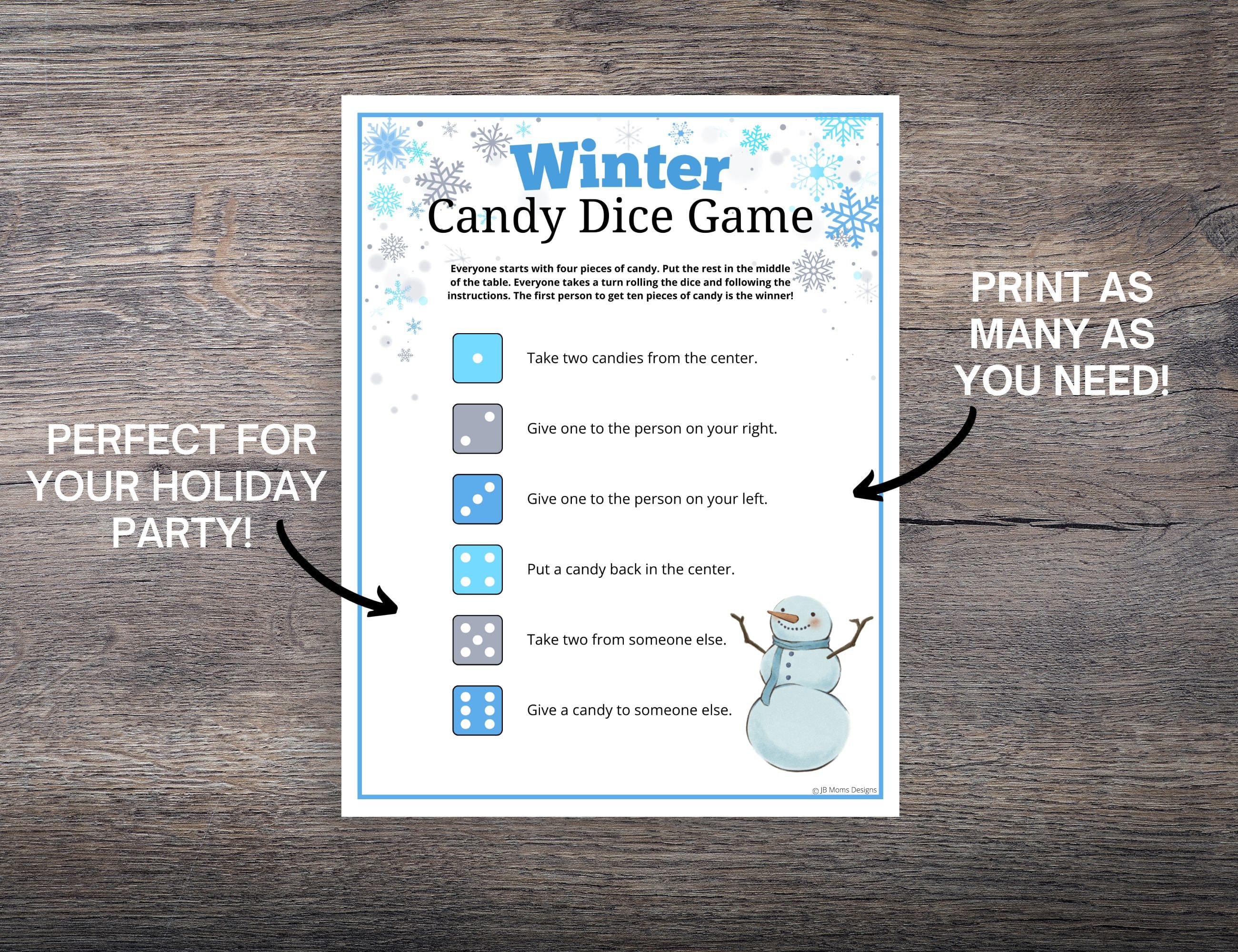 Winter Candy Dice Game: Holiday Party Activity for Kids (PDF) - Etsy