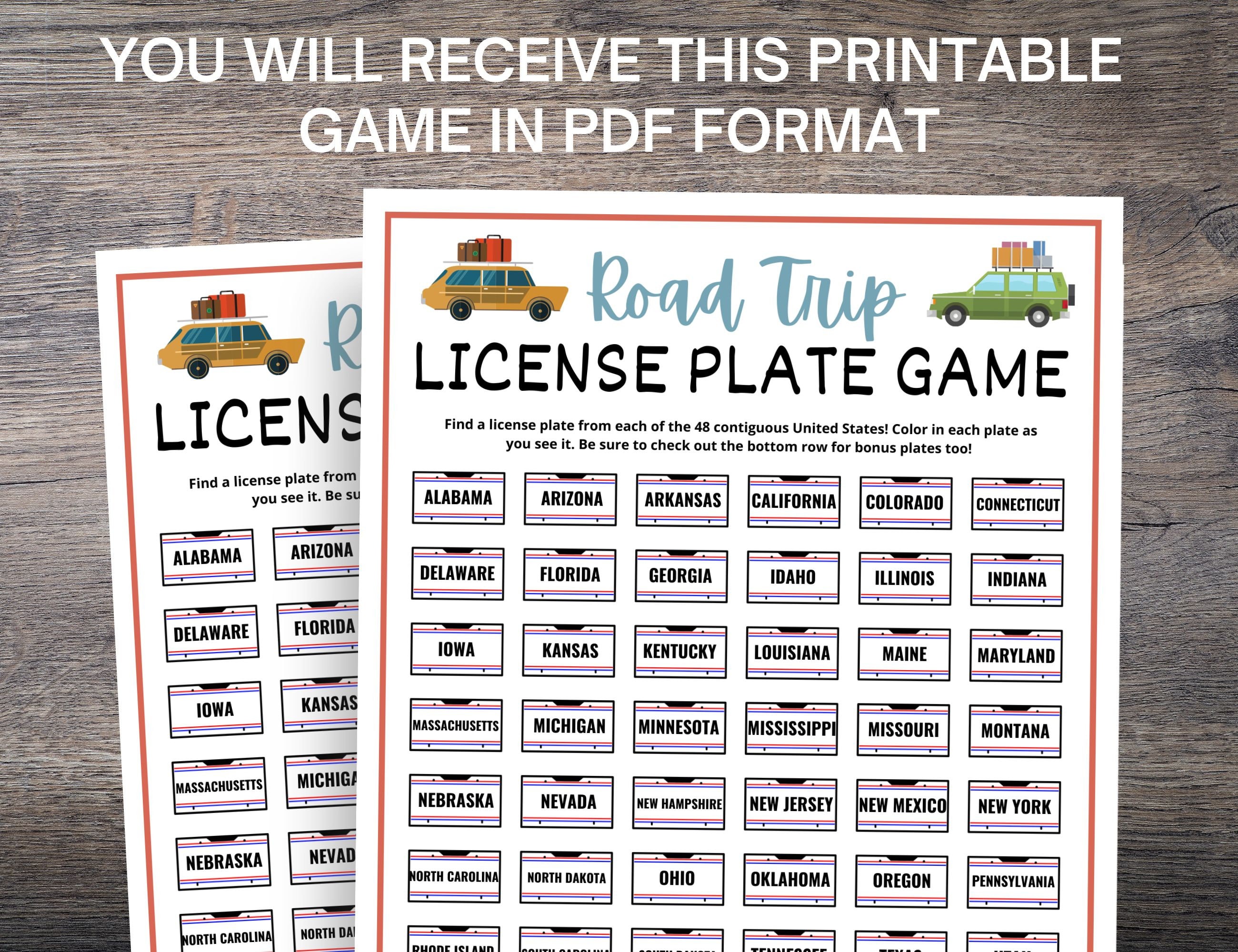 License Plate Game: Road Trip Scavenger Hunt (printable PDF) - Etsy