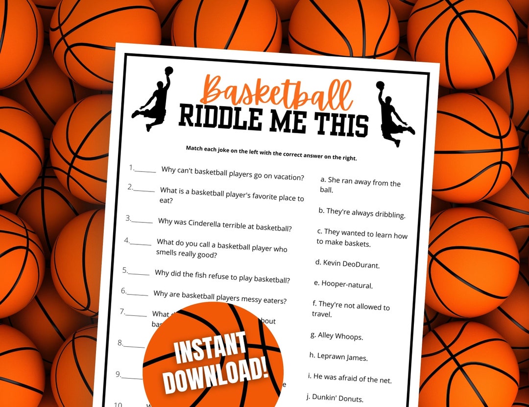 Basketball Riddle Game: Basketball-themed Jokes Party Activity (digital ...