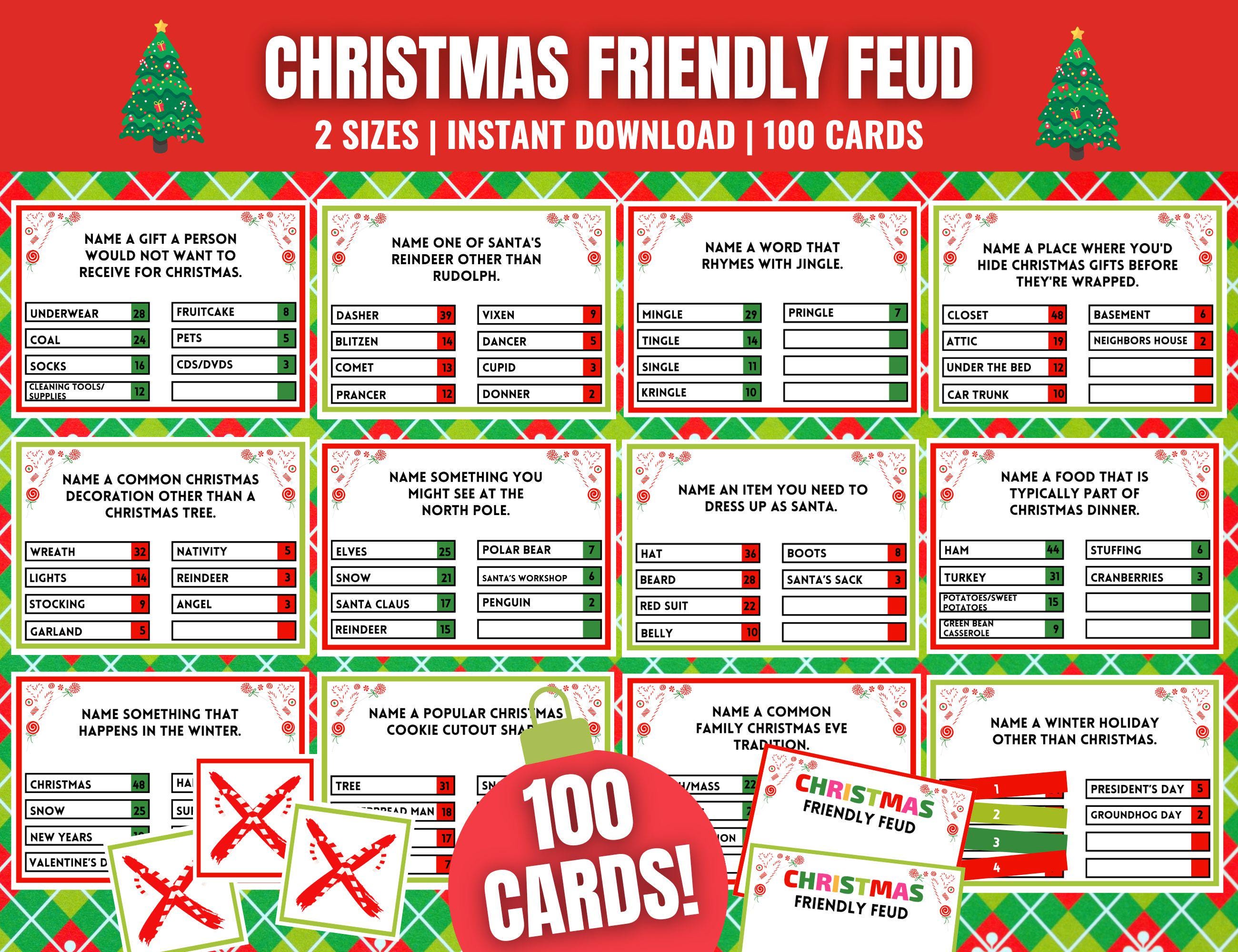 Christmas Friendly Feud Game: Holiday Party Trivia (printable) - Etsy
