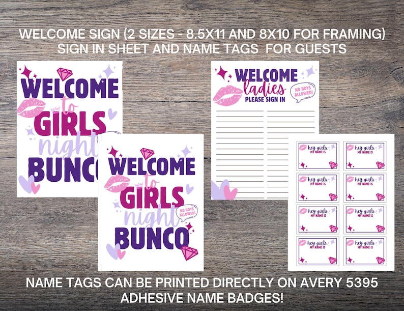 Girls Night Bunco Bundle: Printable Ladies Night Scorecards, Tally ...