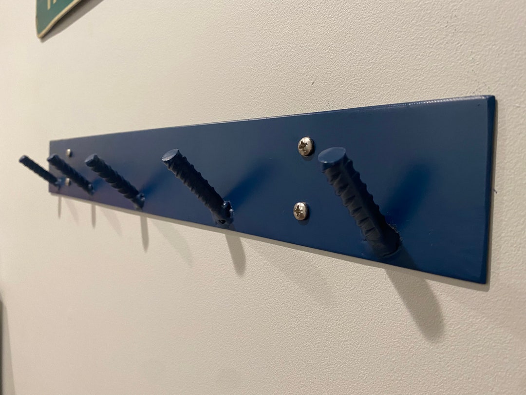 Rebar Towel Coat Rack Wall Mounted (5 Stud) - Etsy