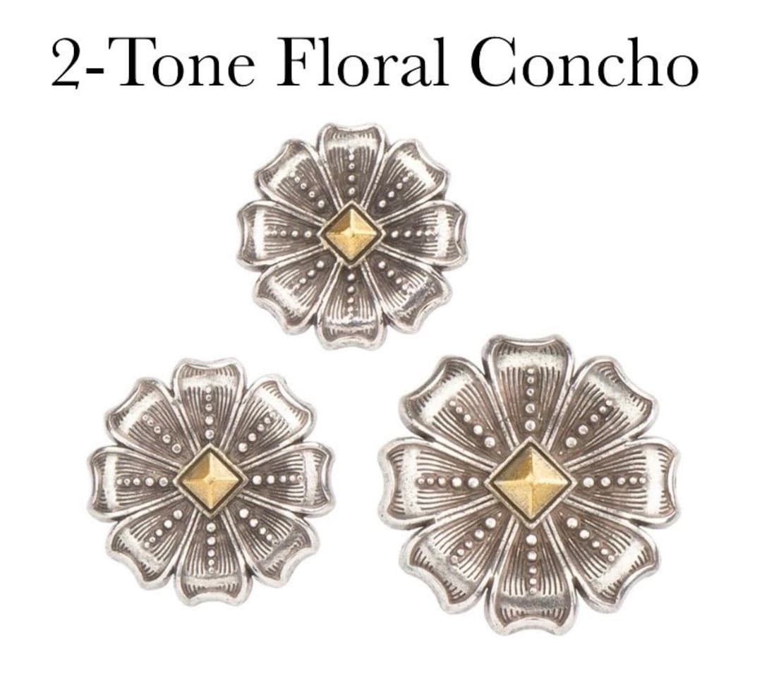 Two Tone Floral Screw Back Concho. Conchos for Leather Work, Belts ...