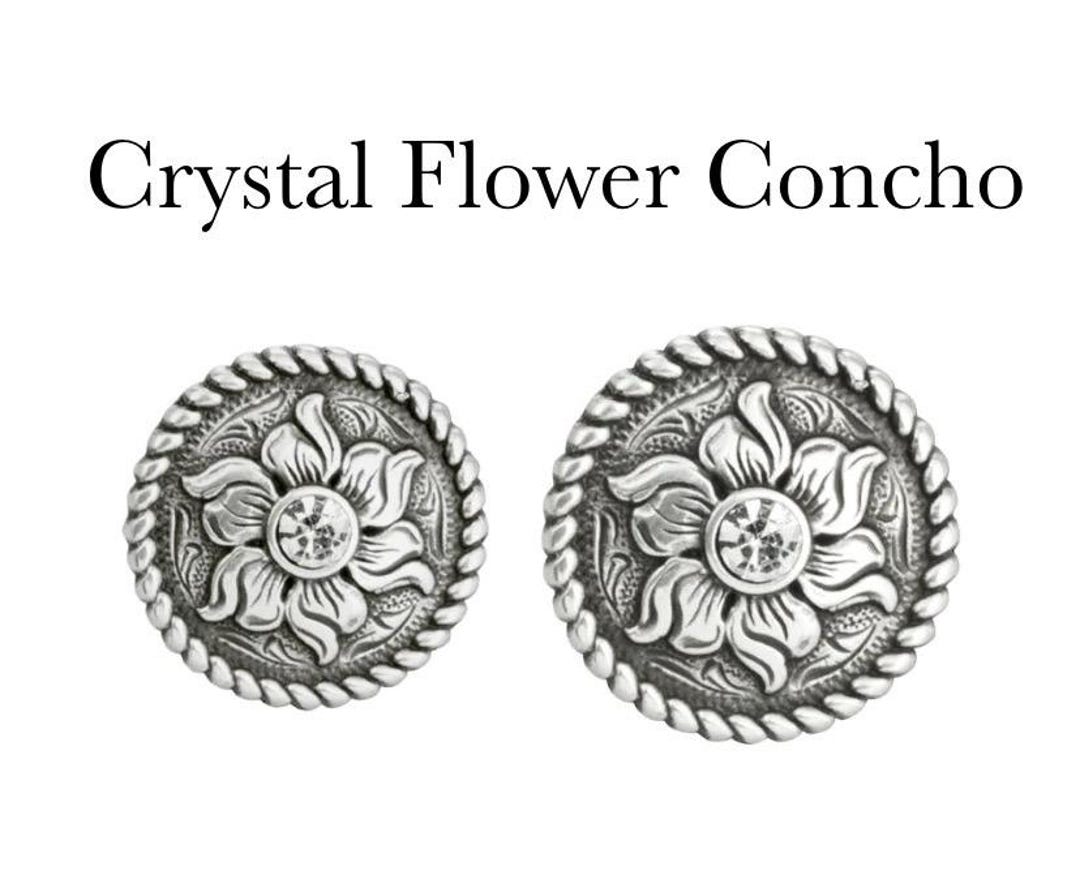 Crystal Flower Screw Back Concho. Conchos for Leather Work, Belts ...