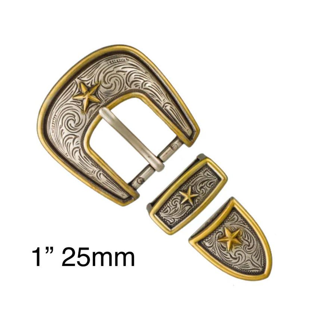 1” (25mm) Texas Star Two Tone Decorative Buckle Set. Belts, Bags and ...