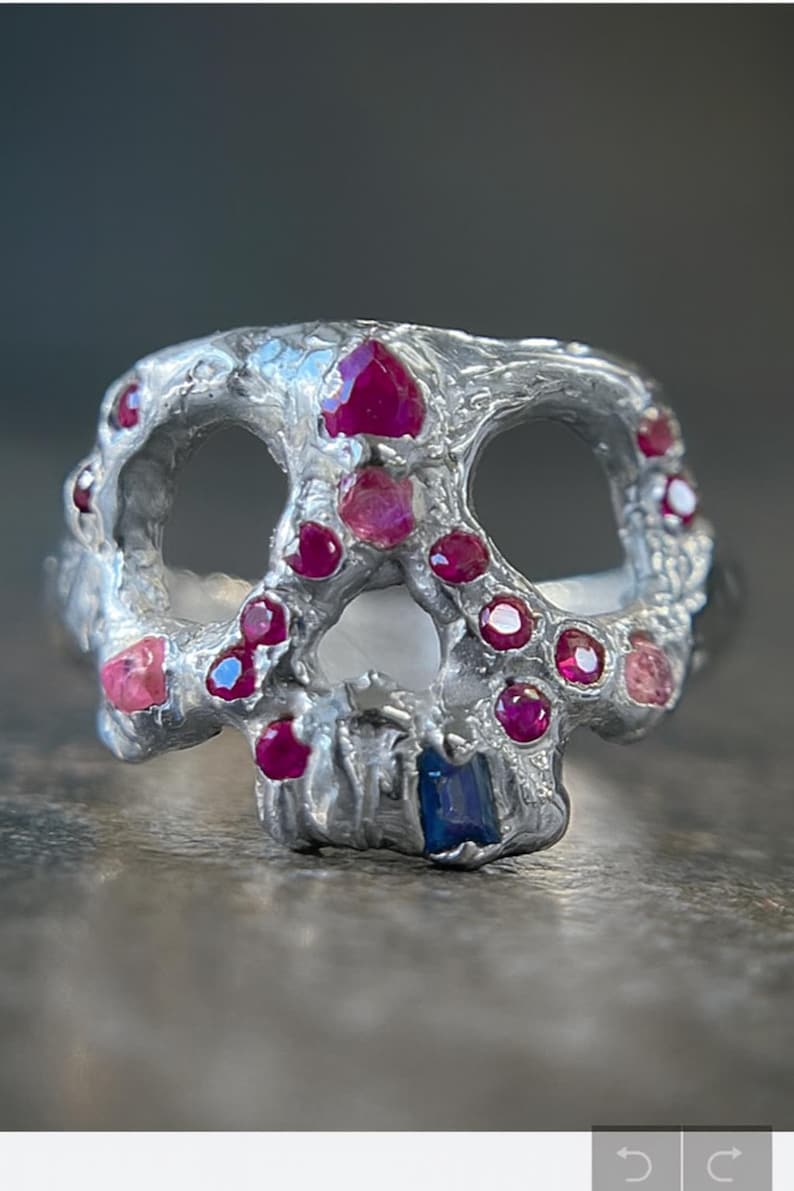 SALE! the Sapphire Skull Ring Handcrafted Silver Custom Made to Order ...