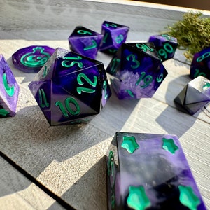 Purple and Teal, Advantage Dice Set With Matching Potion Bottle ...