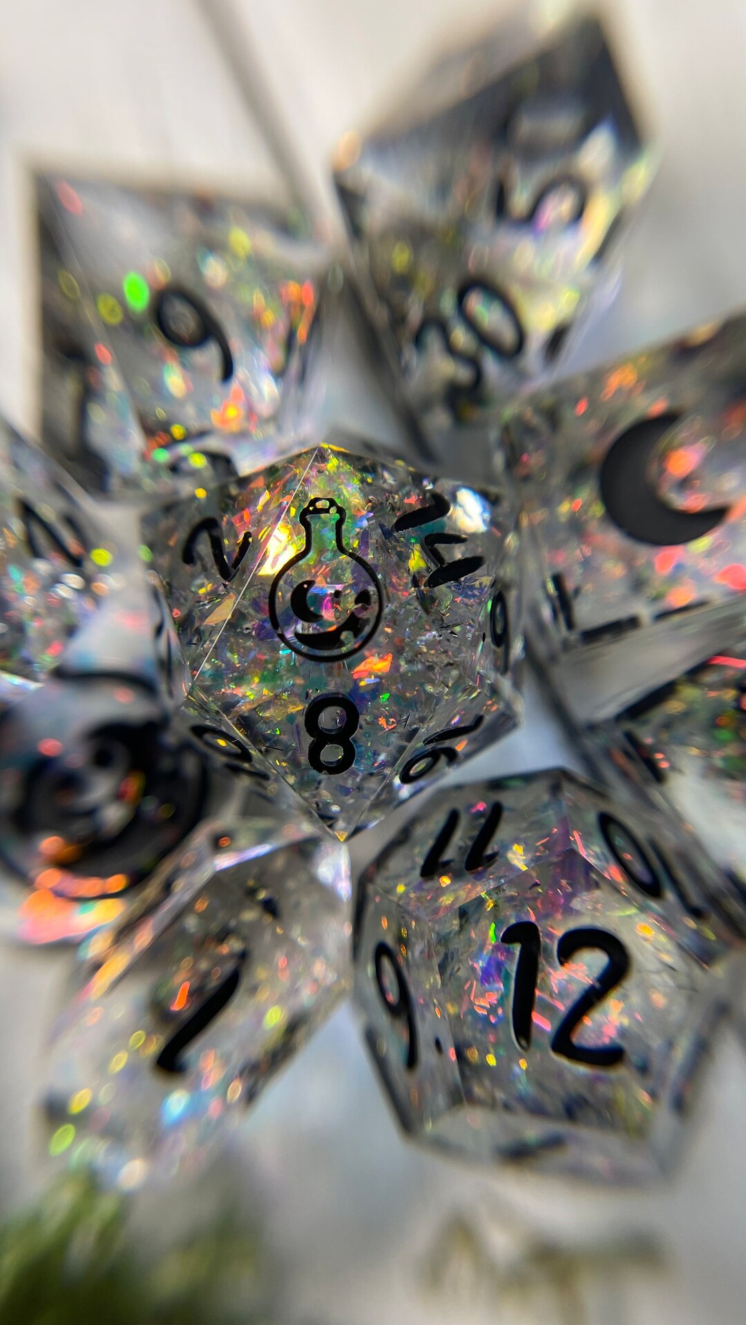 Opal and Black Mylar Flake Sharp Edge Handmade Dice With - Etsy