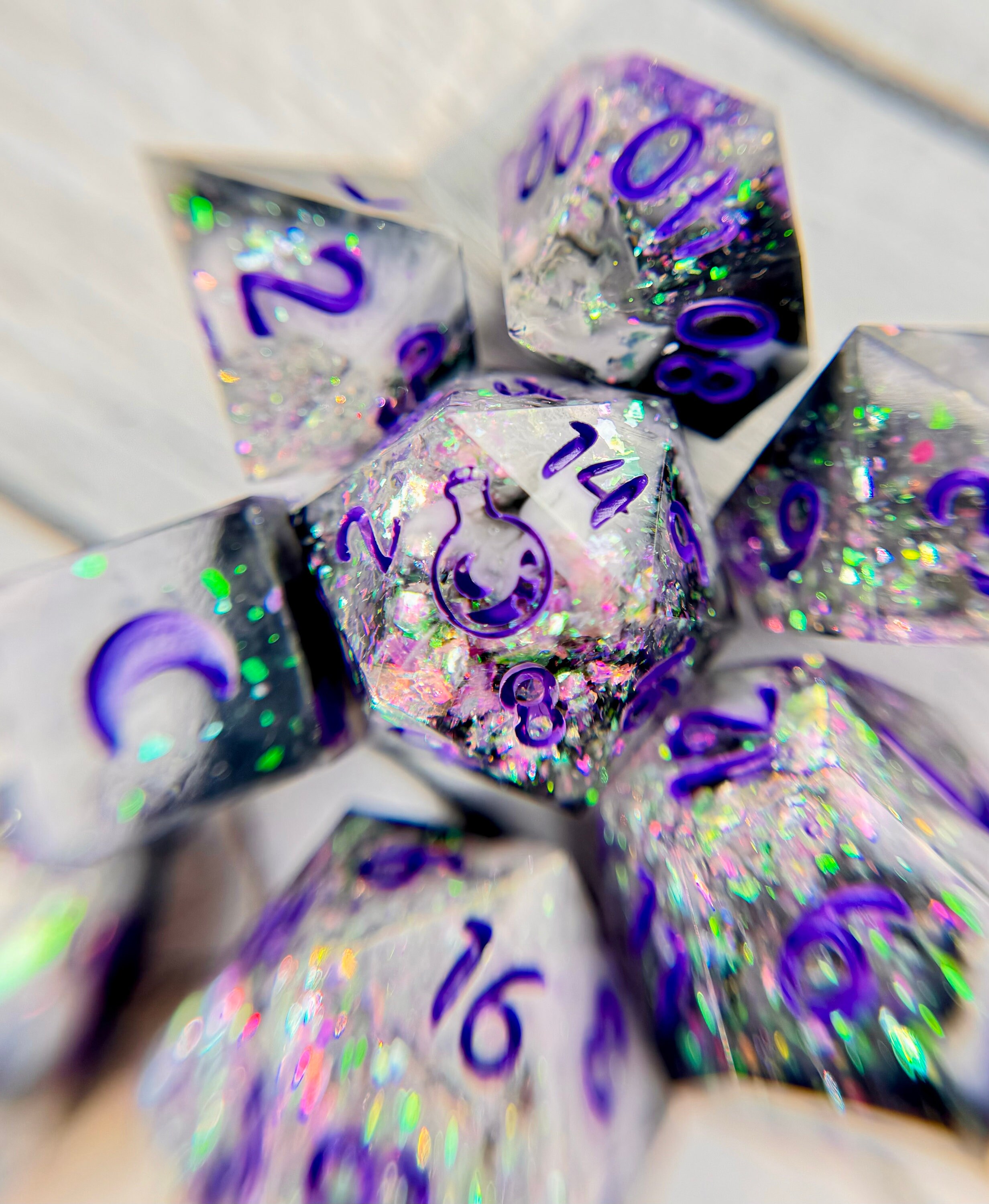 Purple, White, Black Pearlescent, Advantage, Sharp Edge, Handmade Dice ...