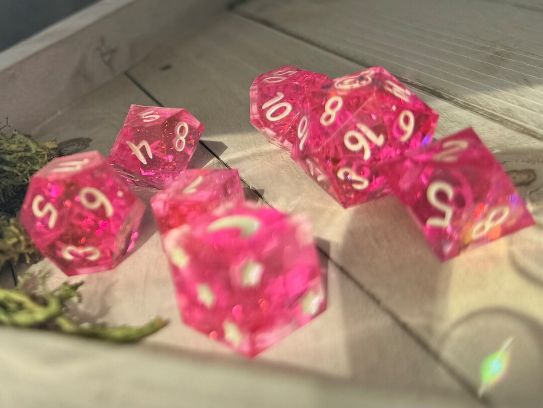 Neon Pink, Hot Pink, Sharp Edge, Handmade Dice With Potion Bottle for ...