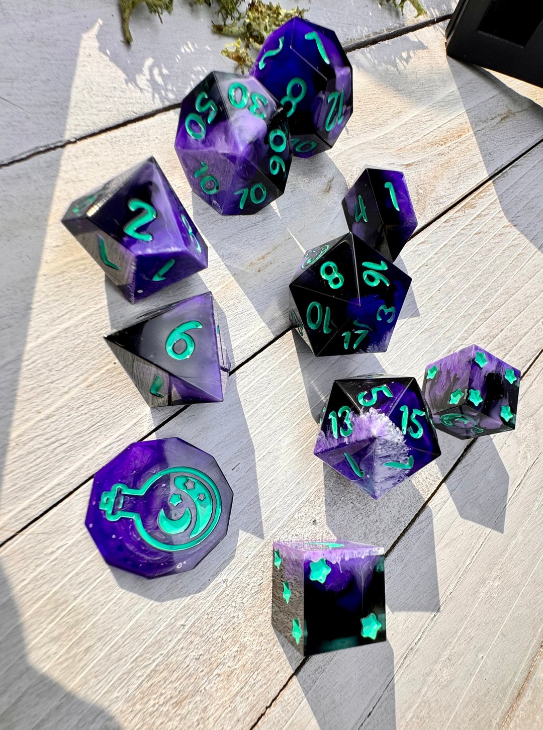 Purple and Teal, Advantage Dice Set With Matching Potion Bottle ...