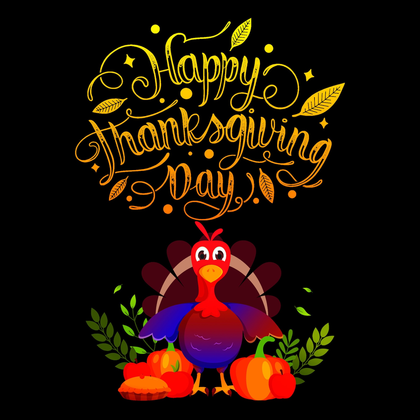Happy Thanksgiving TEXT Vector Graphic SVG File Thanksgiving Turkey ...