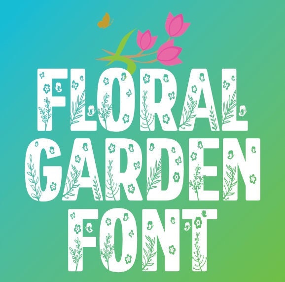 FLORAL GARDEN FONT Digital Downloadable Font Letters Alphabet and ...