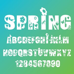 Spring Font Digital Downloadable Font Letters Alphabet and Numbers ...