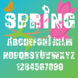 Spring Font Digital Downloadable Font Letters Alphabet and Numbers ...
