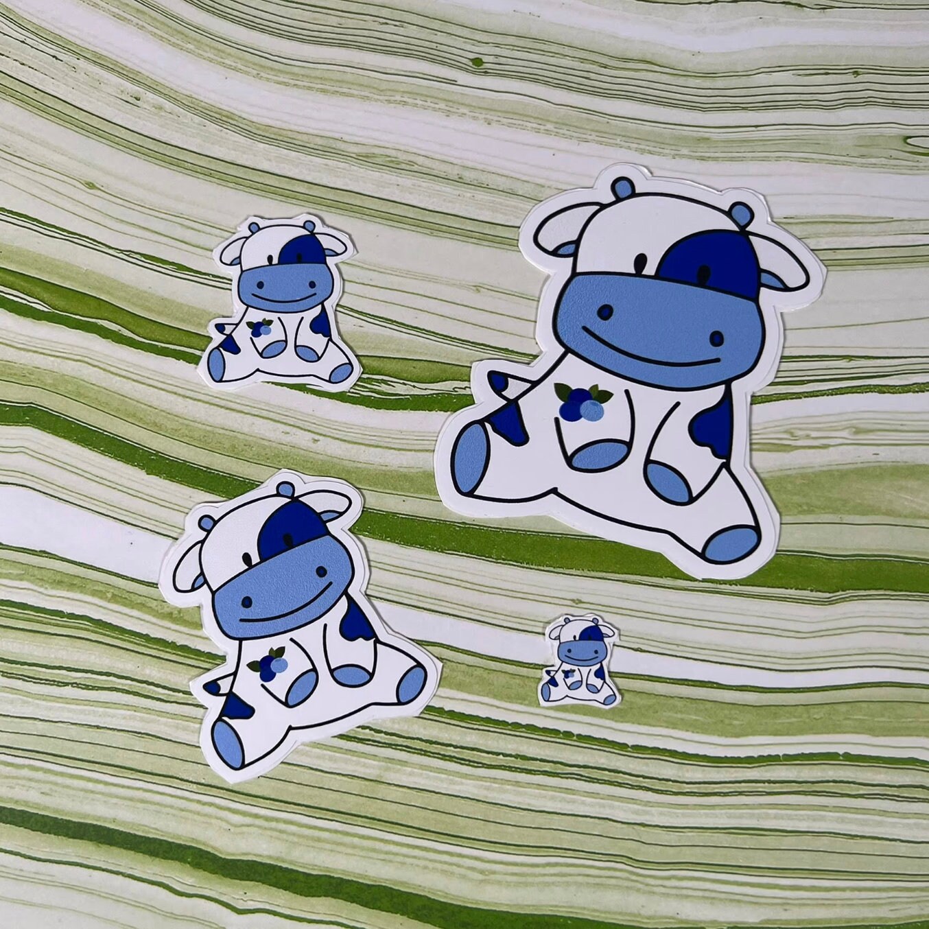 Blueberry Cow Stickers Cow Kawaii Cartoon Stickers Cute Blue - Etsy