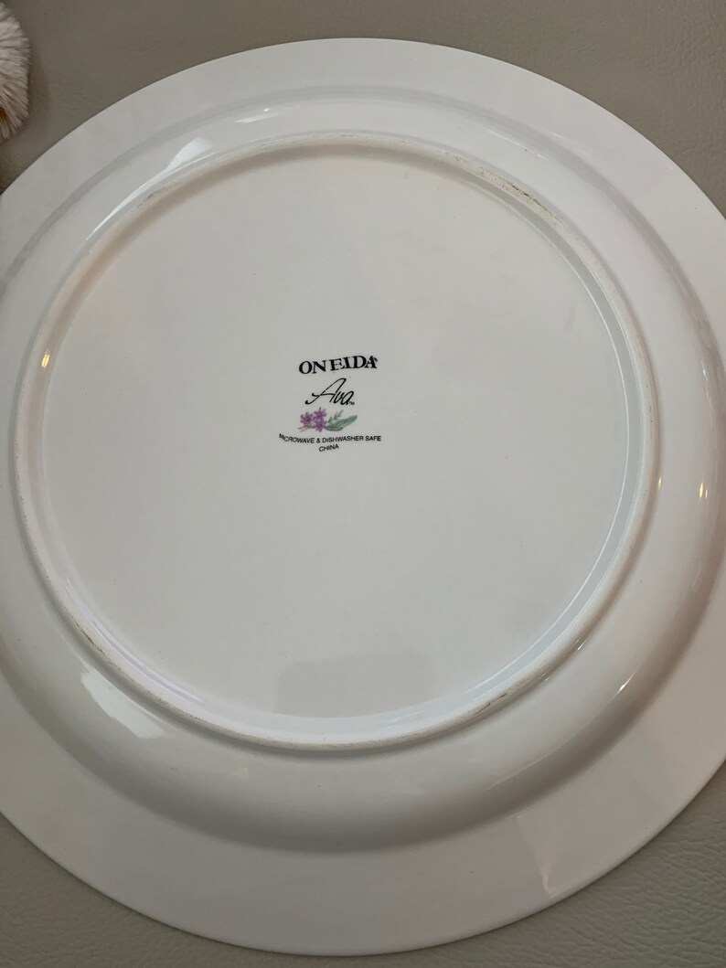 Oneida AVA Serving Platter Vintage Round White Blue Rare - Etsy