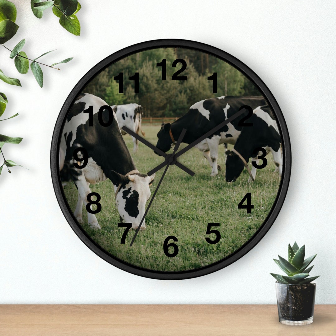 Holstein Cow Wall Clock Cow Picture Clock Farm Animal Wall - Etsy