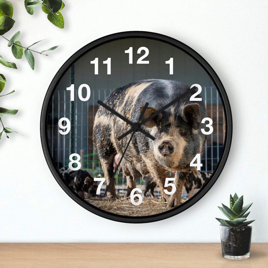 Mama Pig and Her Piglets Wall Clock Farm Animal Clock Pig - Etsy