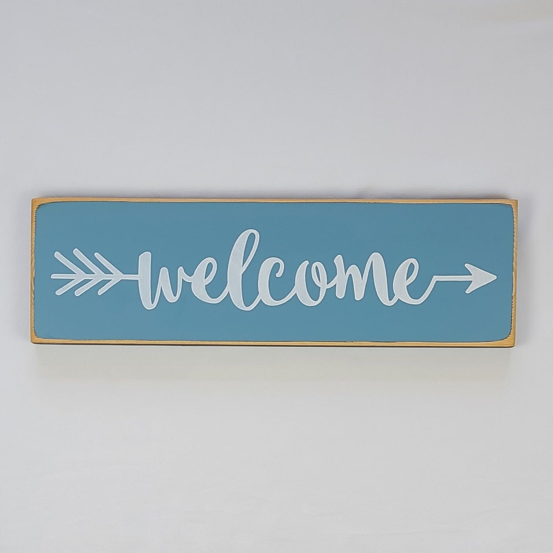 Welcome Arrow Decorative Wooden Sign - Etsy