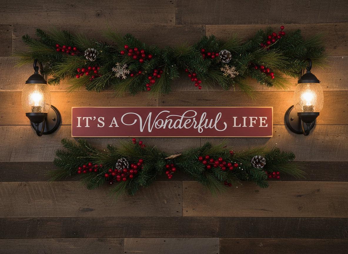 Rustic "it's a Wonderful Life" Wooden Sign – Farmhouse Christmas Decor ...