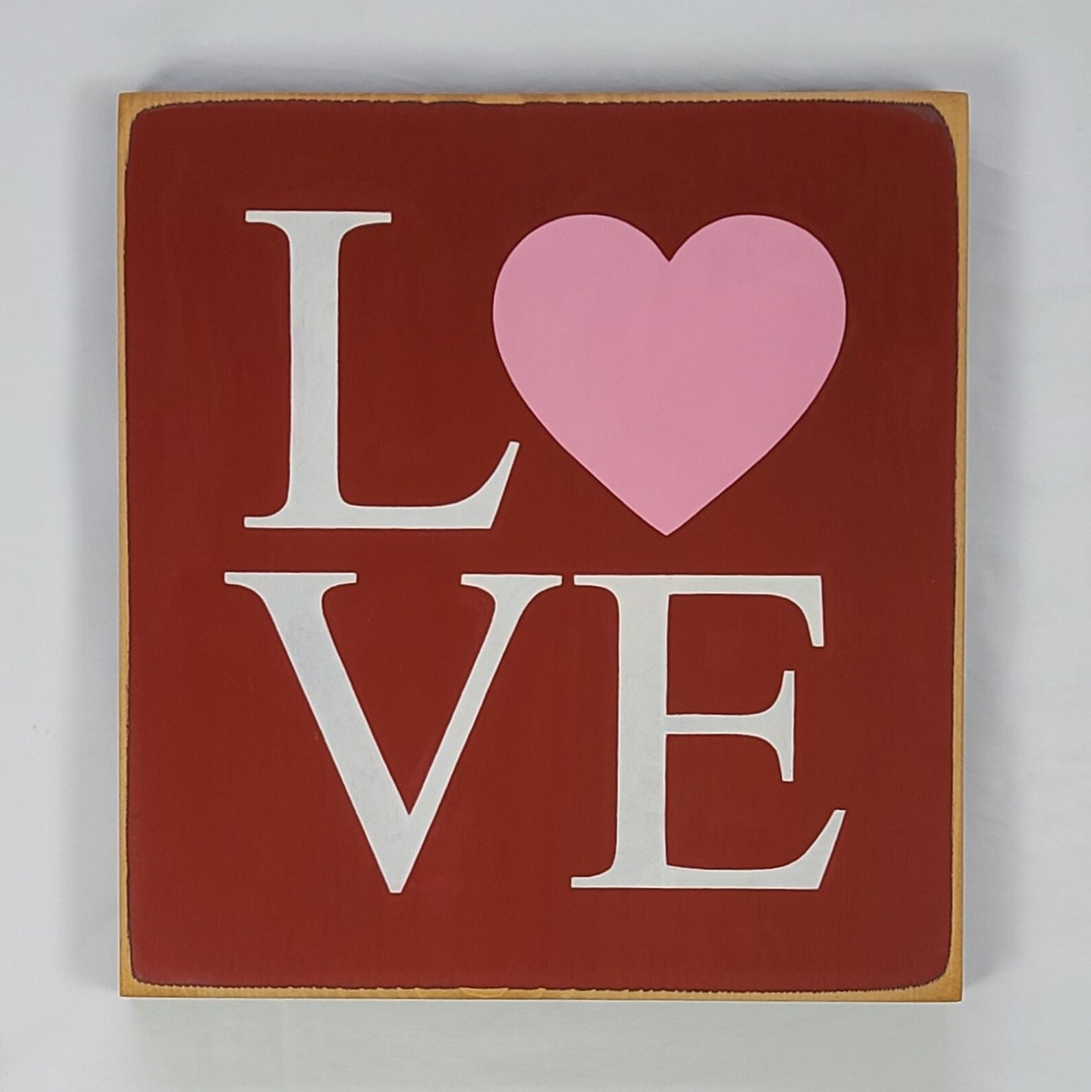 Love Square Wooden Sign With Red Heart - Etsy