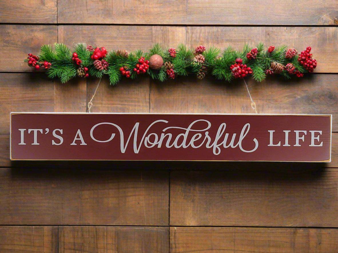 Rustic "it's a Wonderful Life" Wooden Sign – Farmhouse Christmas Decor ...