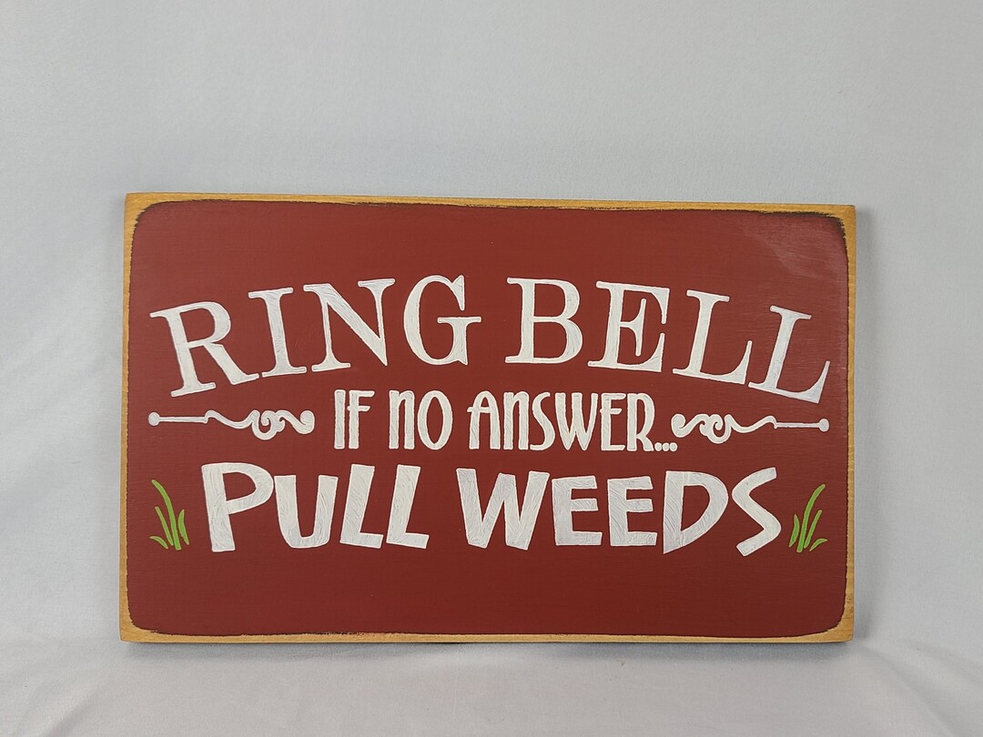 Ring Bell Pull Weeds Painted Wooden Spring Sign - Etsy