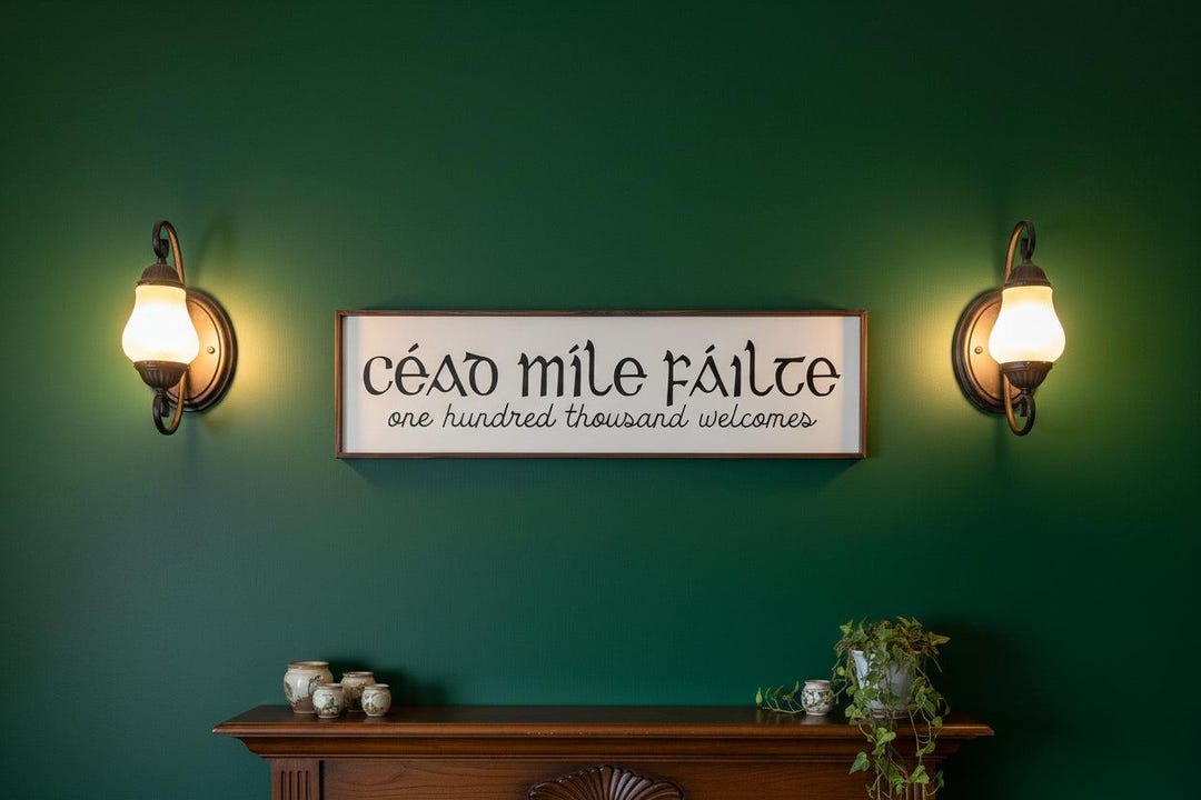 Céad Míle Fáilte Wooden Sign, Irish Welcome Decor - Etsy