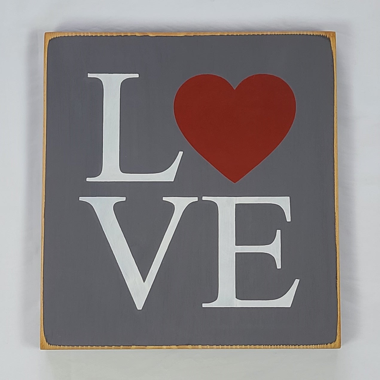 Love Square Wooden Sign With Red Heart - Etsy