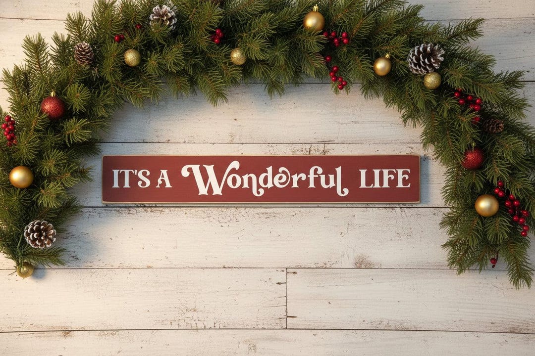 Rustic "it's a Wonderful Life" Wooden Sign – Farmhouse Christmas Decor ...