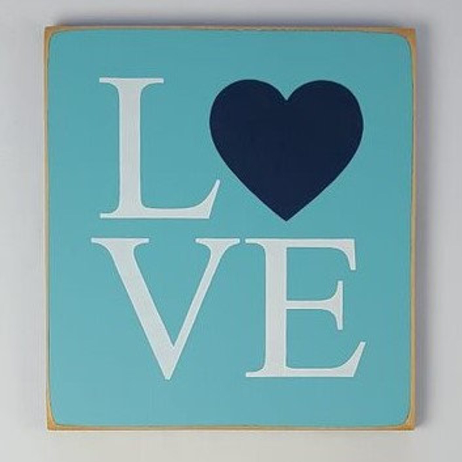 Love Square Wooden Sign With Red Heart - Etsy
