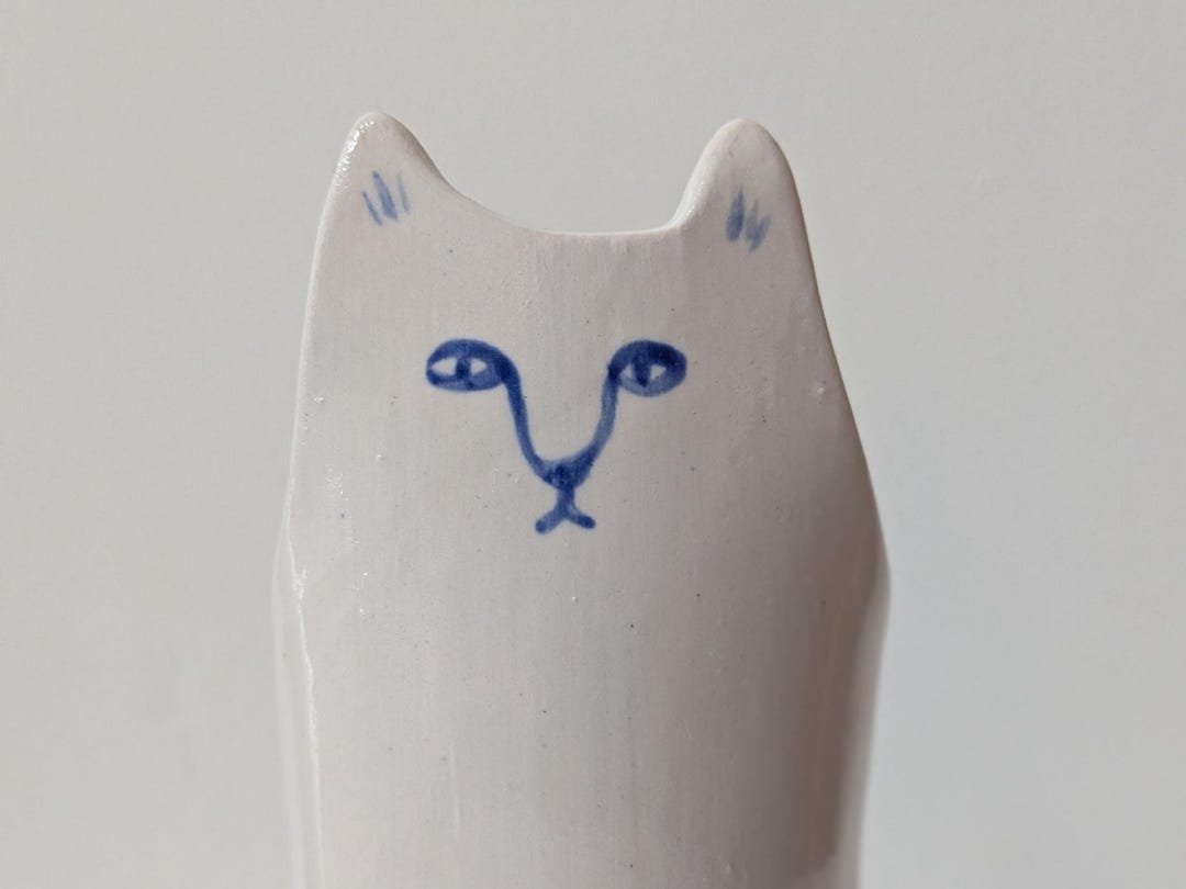 Ceramic Vase Cat White - Etsy