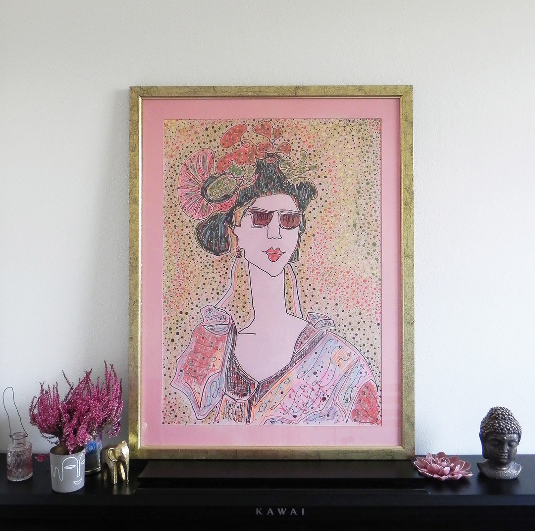 Original Drawing "modern Oiran" on Paper, 27"x19" - Etsy