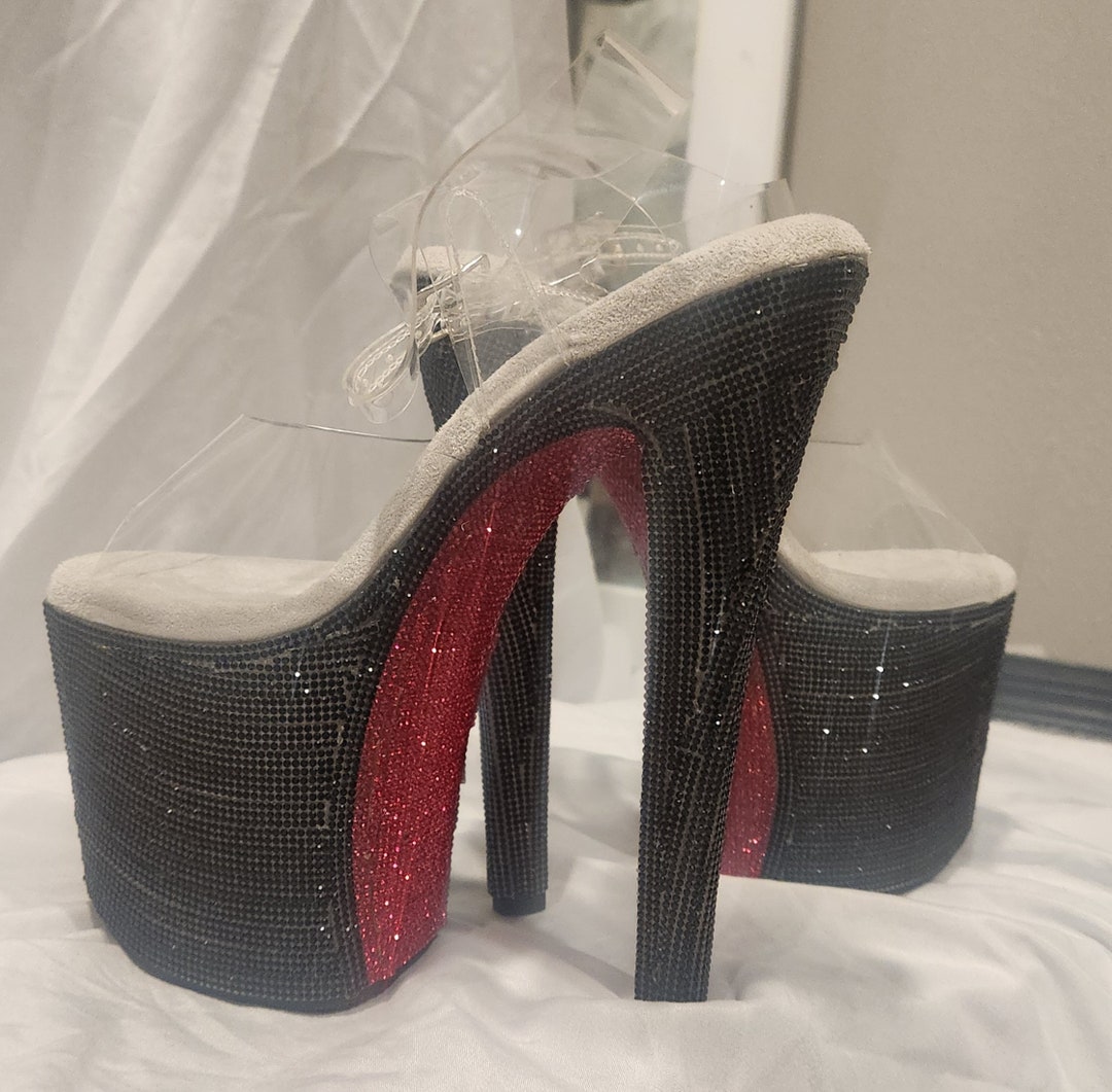 The black on Red Platform Stripper Heel With Ankle Straps - Etsy