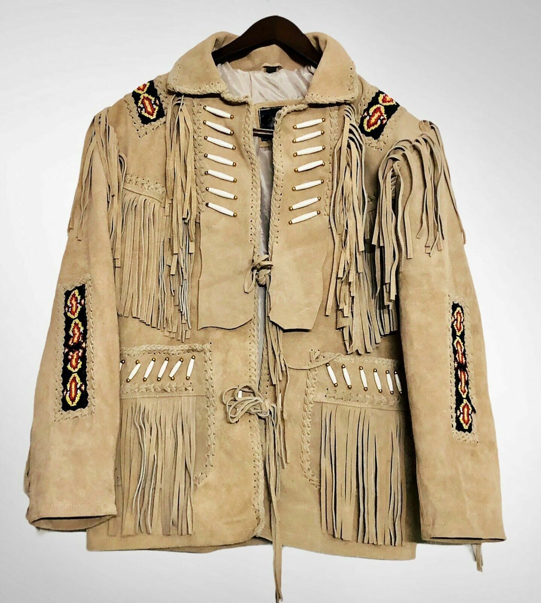 Native American Jacket, Suede Leather Jacket, Vintage Suede Leather ...