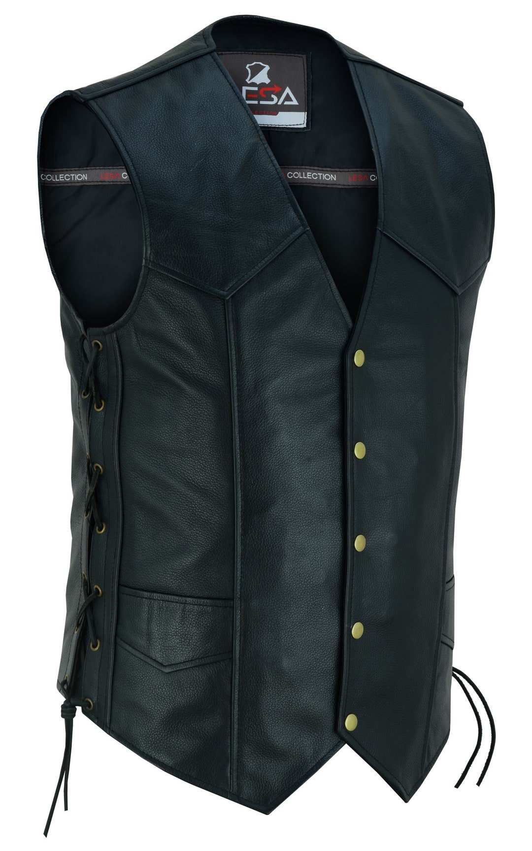 Men's Side Lace Leather Vest With Front Snaps - Etsy