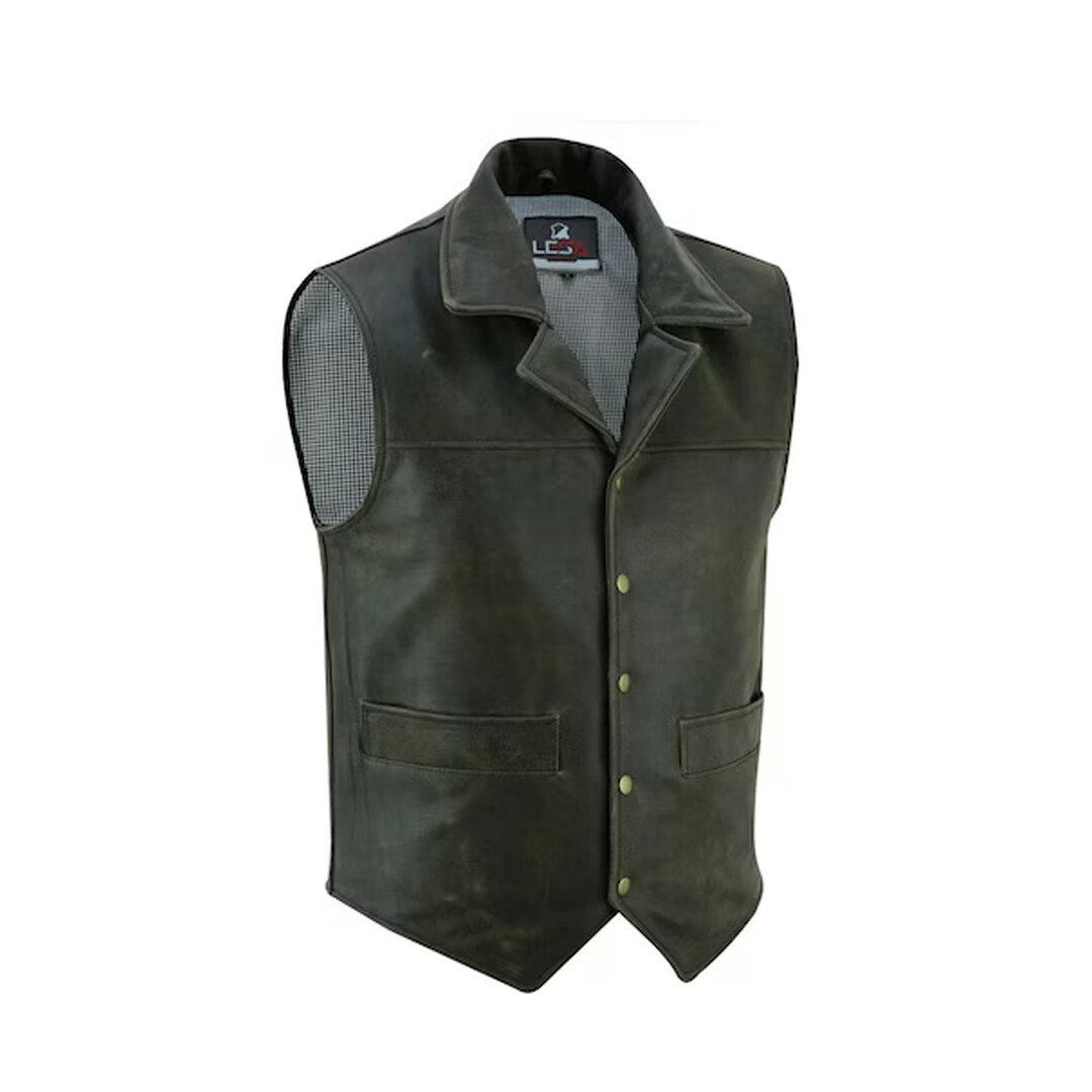 Handcrafted Vintage Distress Leather Vest for Men Classic Style ...