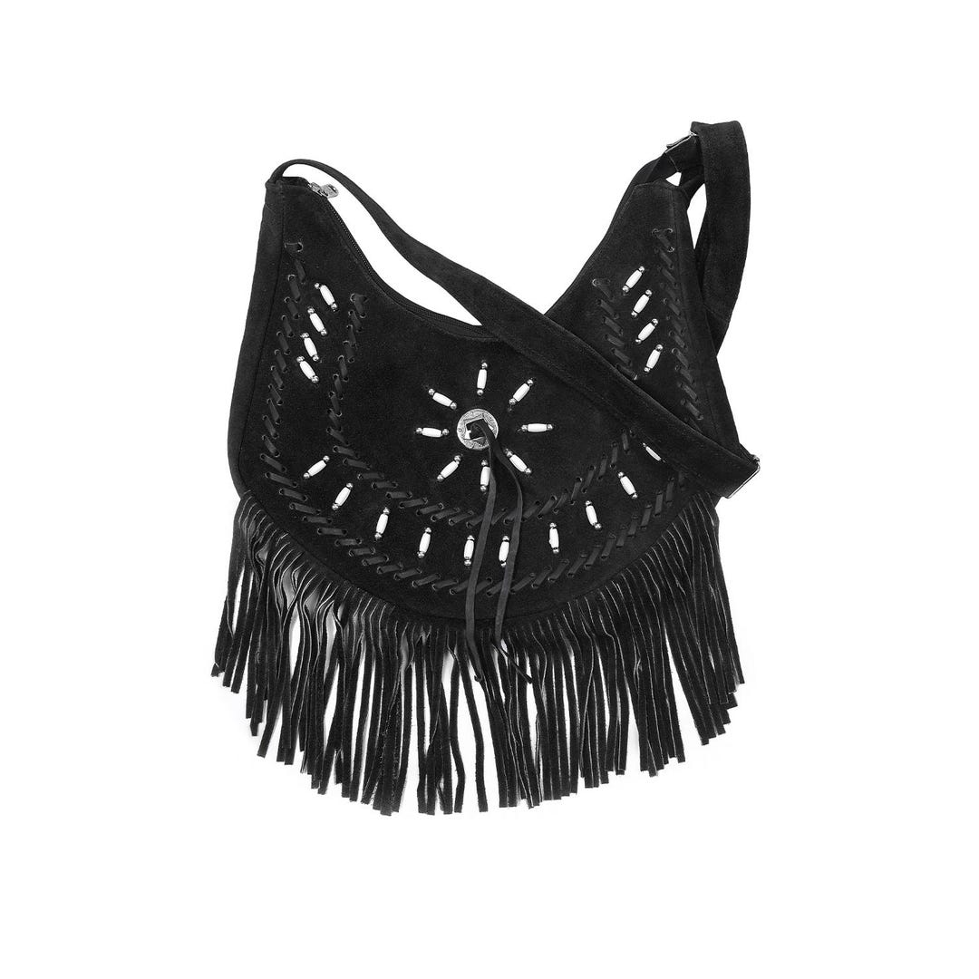 Lesa Collection Western Fringe Purse for Women and Girls Boho Suede ...