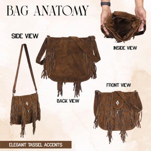 Lesa Collection Bohemian Suede Leather Fringe Crossbody Purse ...