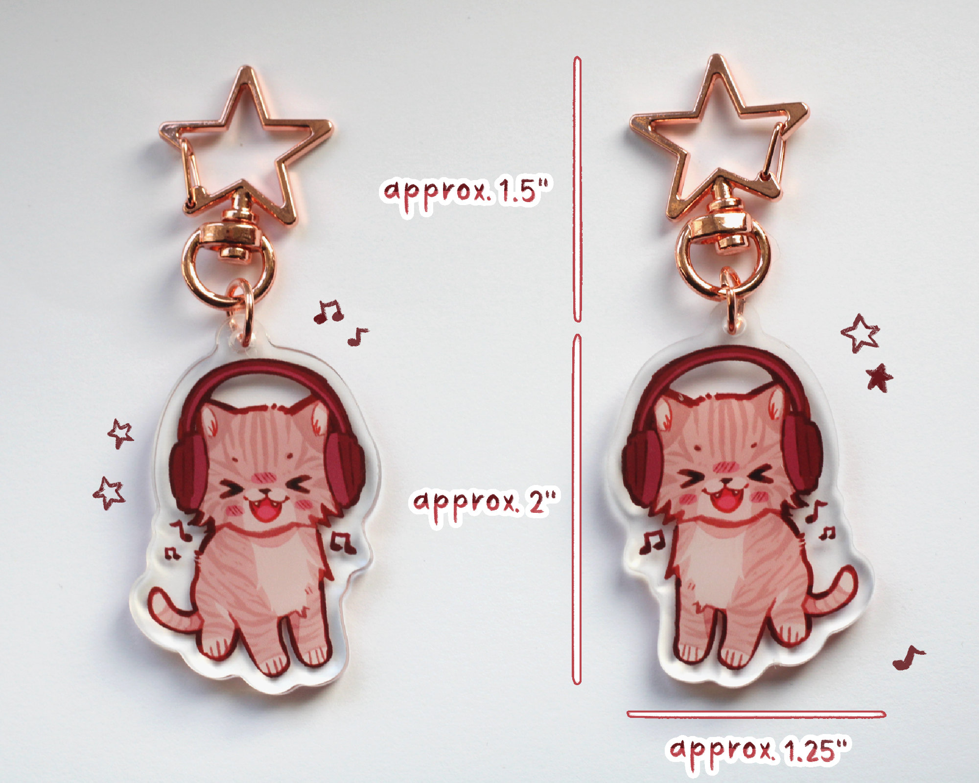 Jamming Cat Acrylic Key Charm Meme Cat With Headphones, Music 2in ...