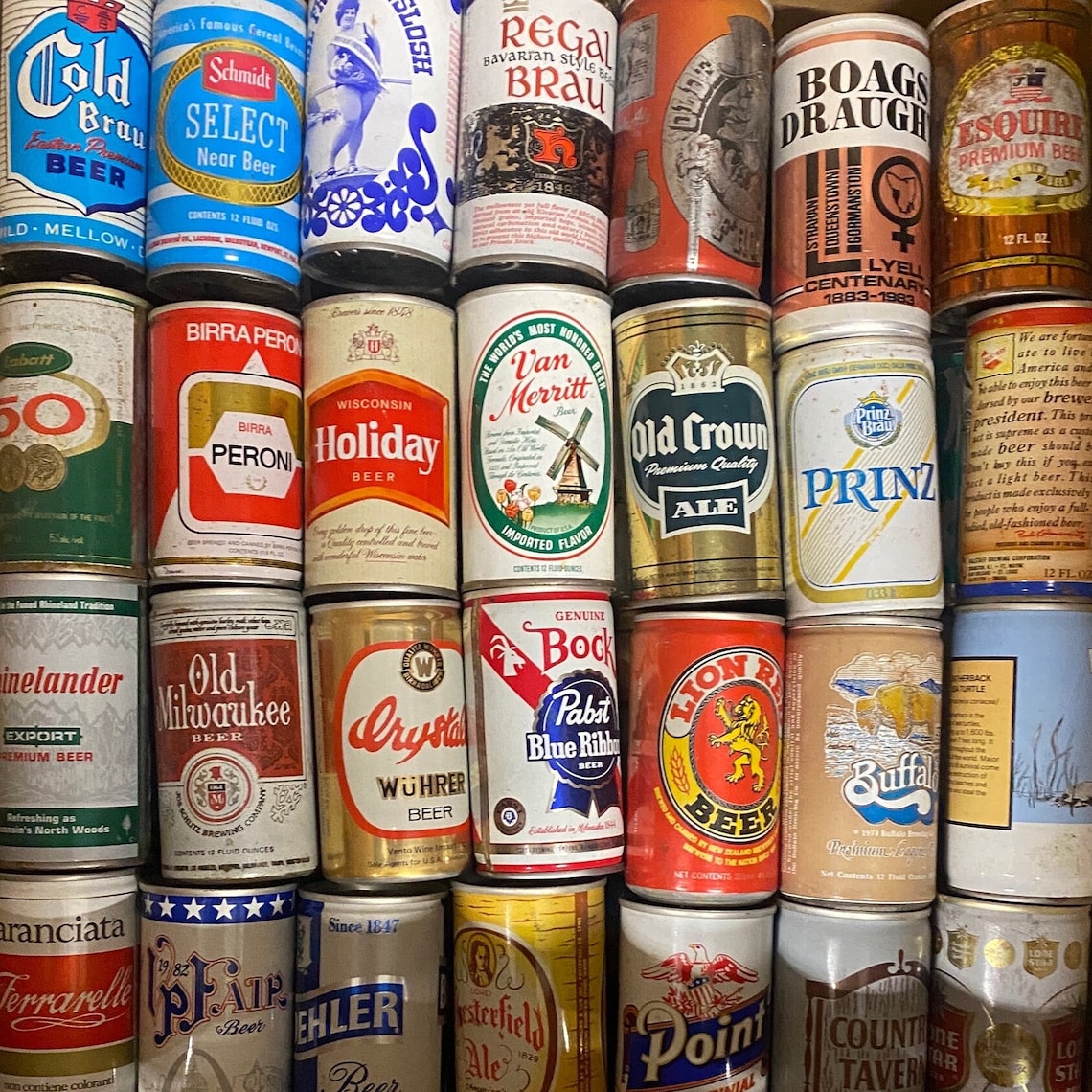 Vintage Beer Cans Pull Tabs 1970s | Man Cave Decor | Bar Wall Art ...