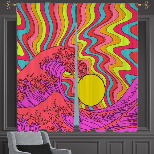 Psychedelic Window Curtains - Etsy