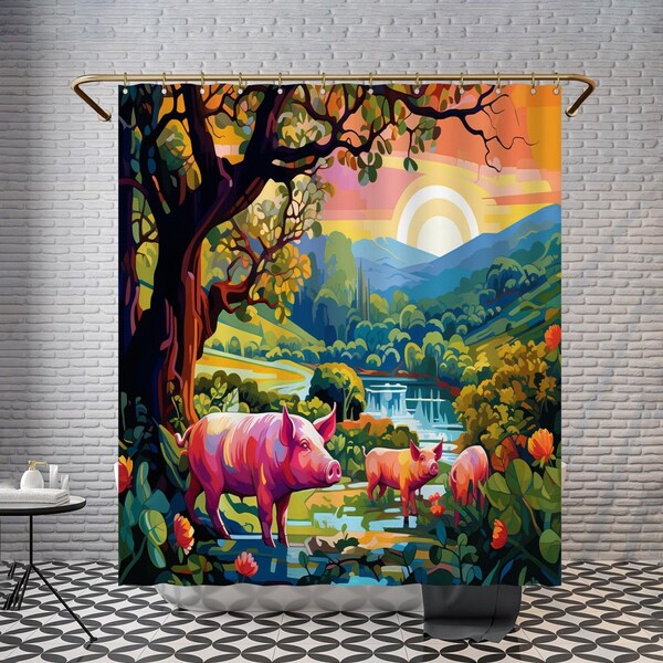 Pig Shower Curtain - Etsy