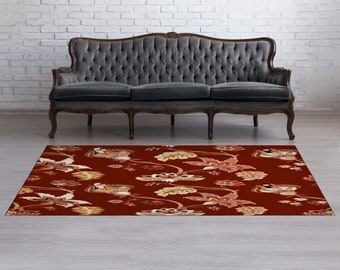 Burgundy Floral Rugs - Etsy