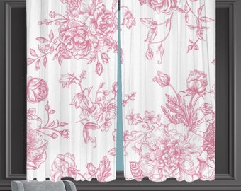 Pink Toile Curtains - Etsy