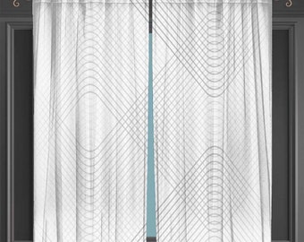White Pattern Curtains - Etsy
